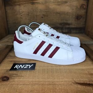 adidas | Shoes | New Adidas Superstar Shell Toe White Red | Poshmark